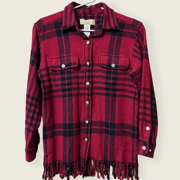 Telluride Clothing Company | Tops | Telluride Wool Viscose Fringe Plaid ...